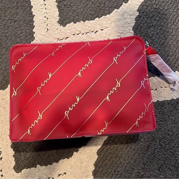 Bags | Red Pink Diagonal Logo Bag | Poshmark